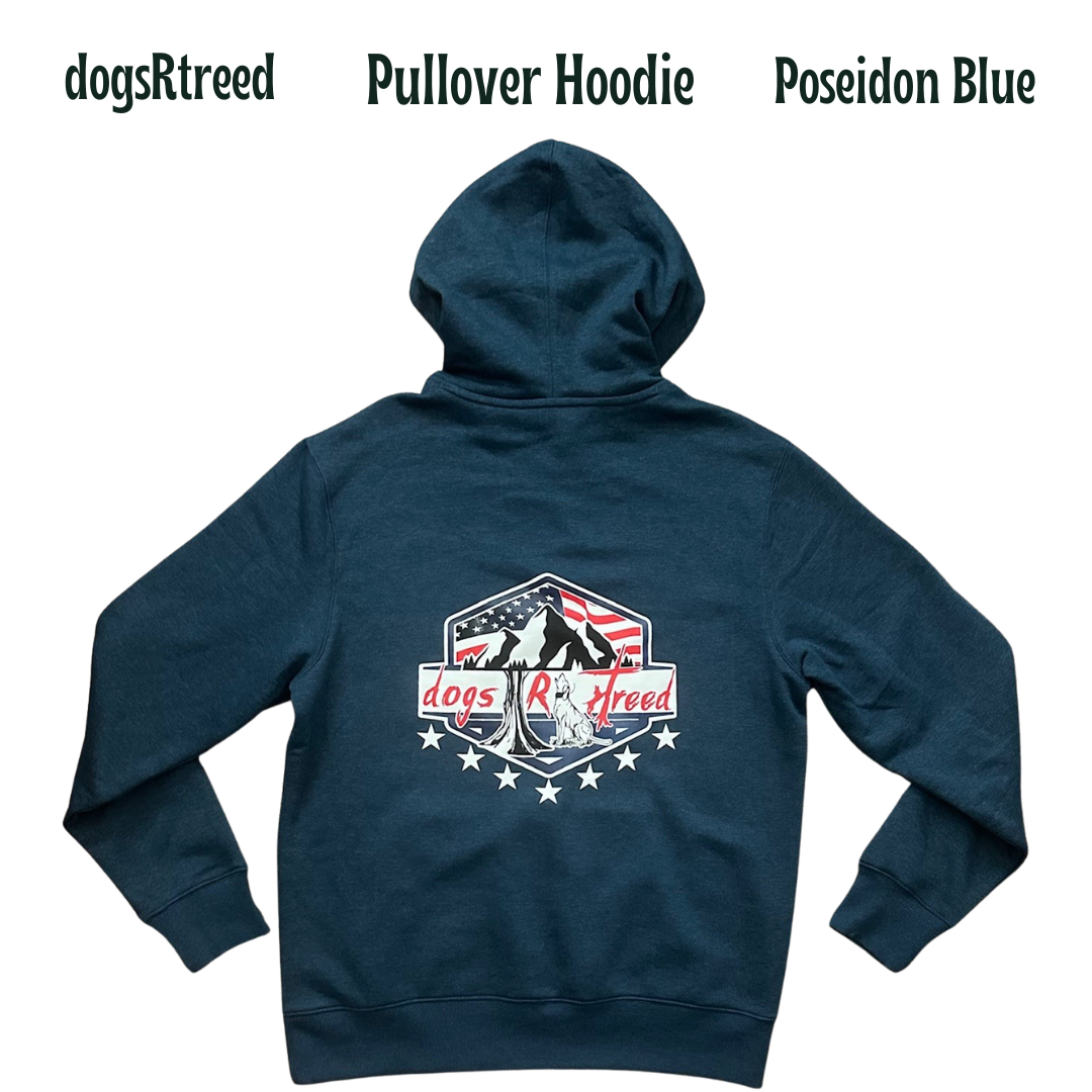 dogsRtreed LOGO HOODIE - Pullover Screen Print Sweatshirt - Poseidon Blue